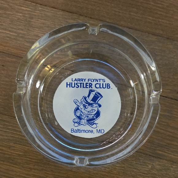 Accents | Larry Flynts Hustler Club Clear Glass Ashtray With Blue ...